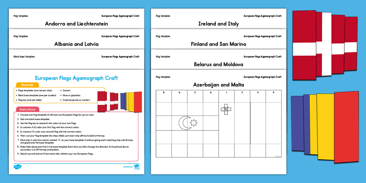 European Flags Agamograph Crafts (teacher made) - Twinkl