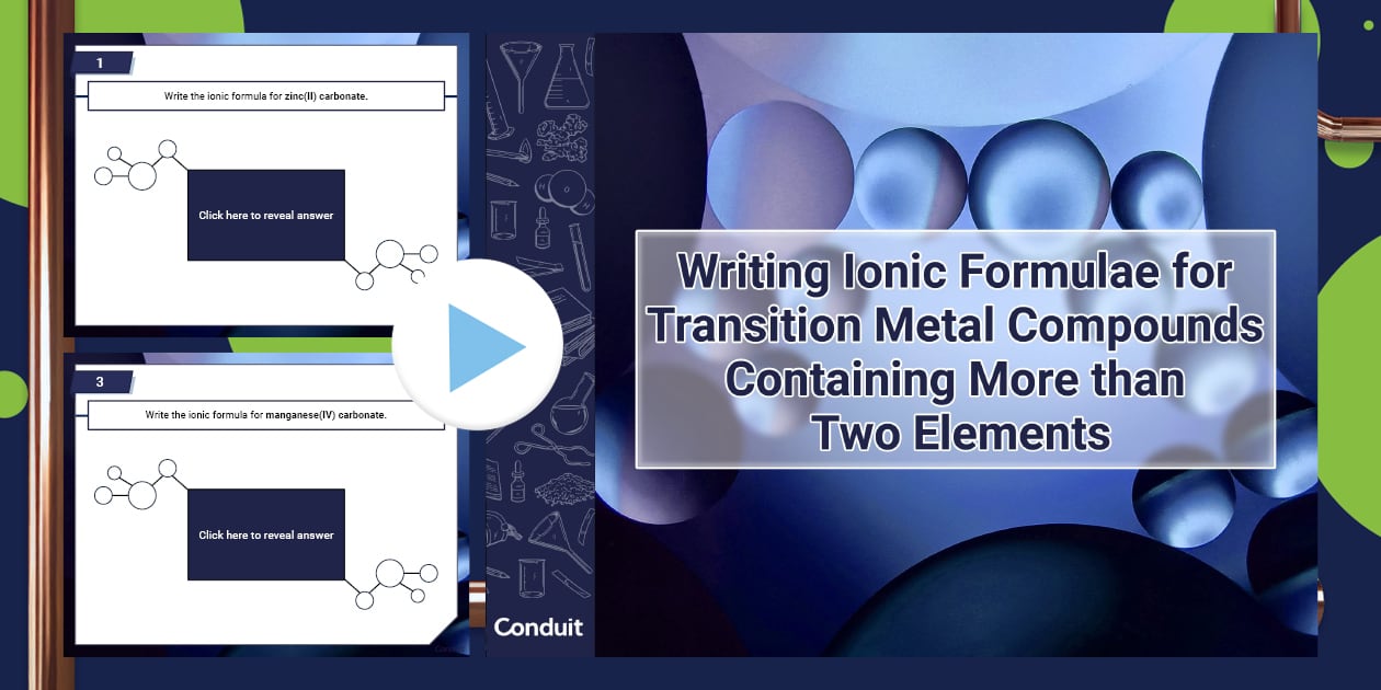 Ionic Formulae for Transition Metal Compounds PowerPoint