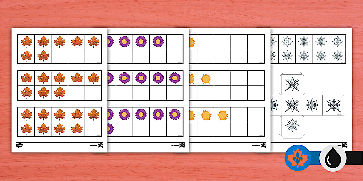 1 More, 1 Less 10-Frame Seasons Activity - Twinkl