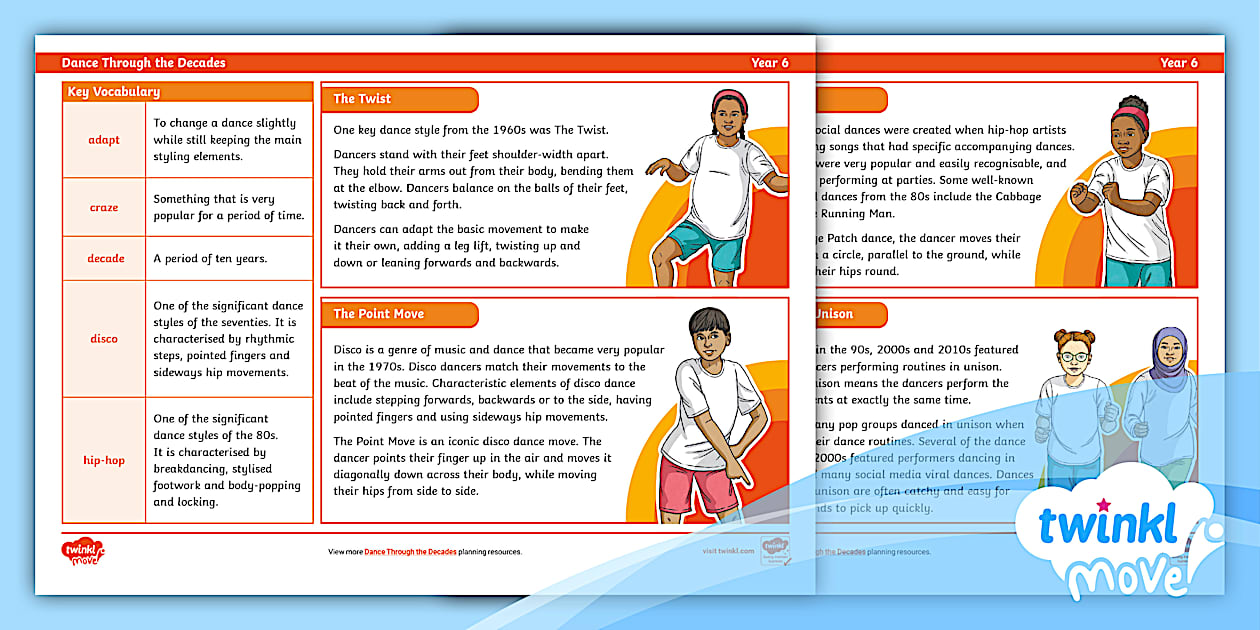 Move PE Y6 Dance Through the Decades: Knowledge Organiser