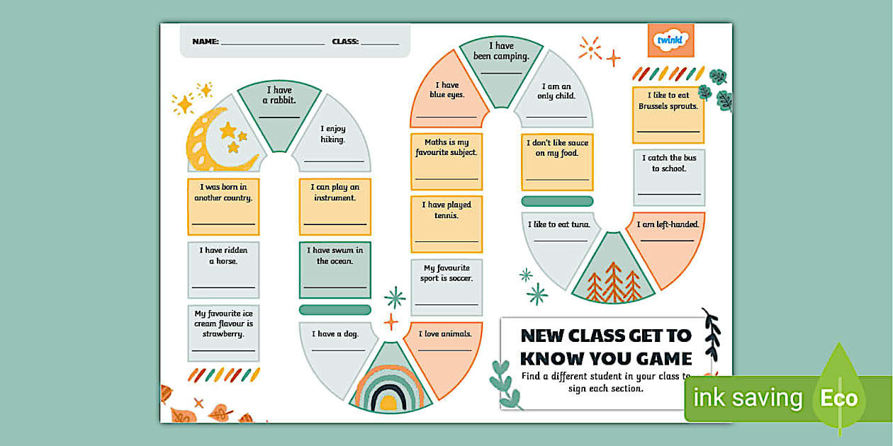 Boho Dreamscape New Class Get to Know You Game - Twinkl