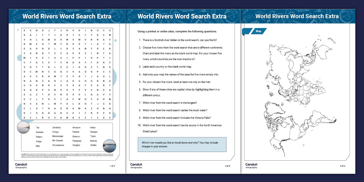 World Rivers Word Search Extra (Teacher-Made) - Twinkl