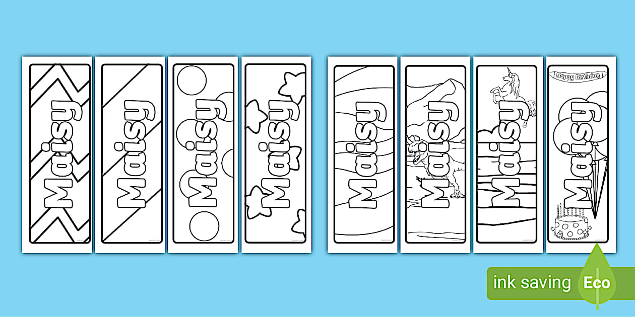 Maisy Name Simple Colouring Bookmarks (teacher made)