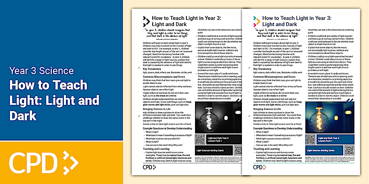 How to Teach Light in Year 3: Light and Dark (teacher made)