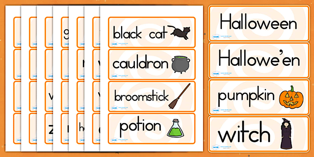 Halloween Word Cards (teacher made) - Twinkl