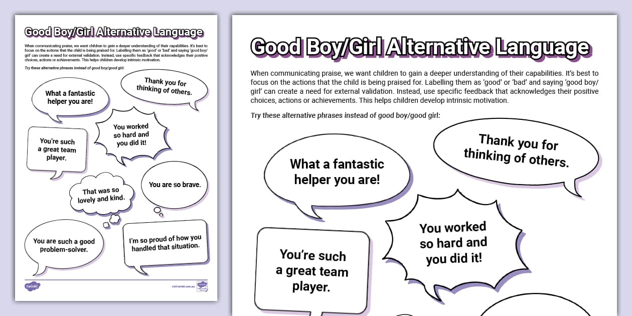 Good Boy/Girl Alternative Language Poster (teacher made)