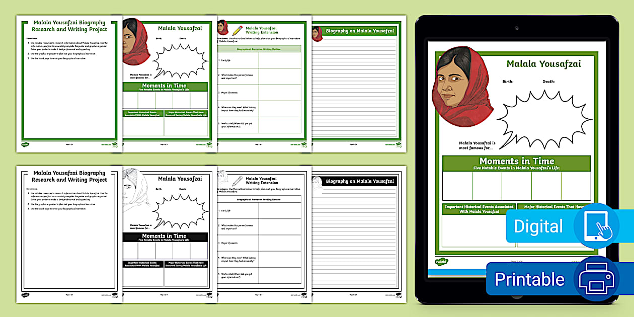 Malala Yousafzai Biography Activity Sheet | Twinkl USA