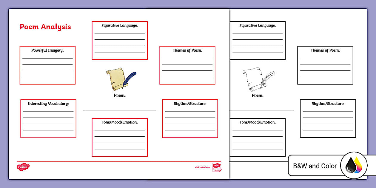 Poem Graphic Organizer | National Poetry Month | Twinkl USA
