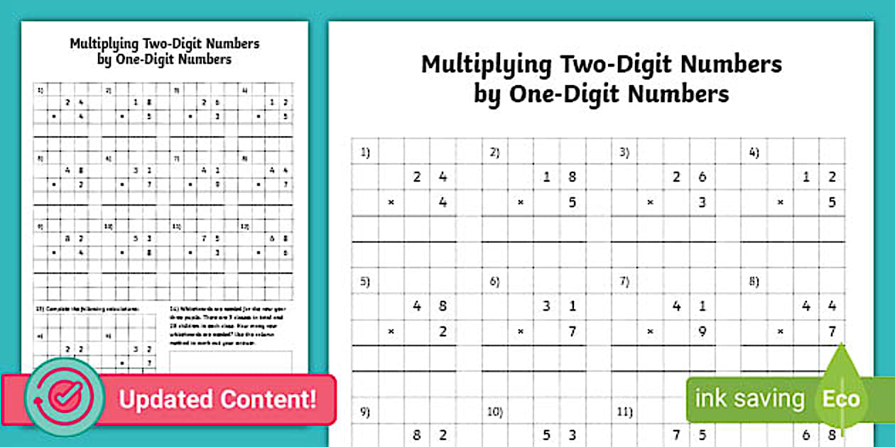 2 Digit by 1 Digit Multiplication Sheets | Math Resource