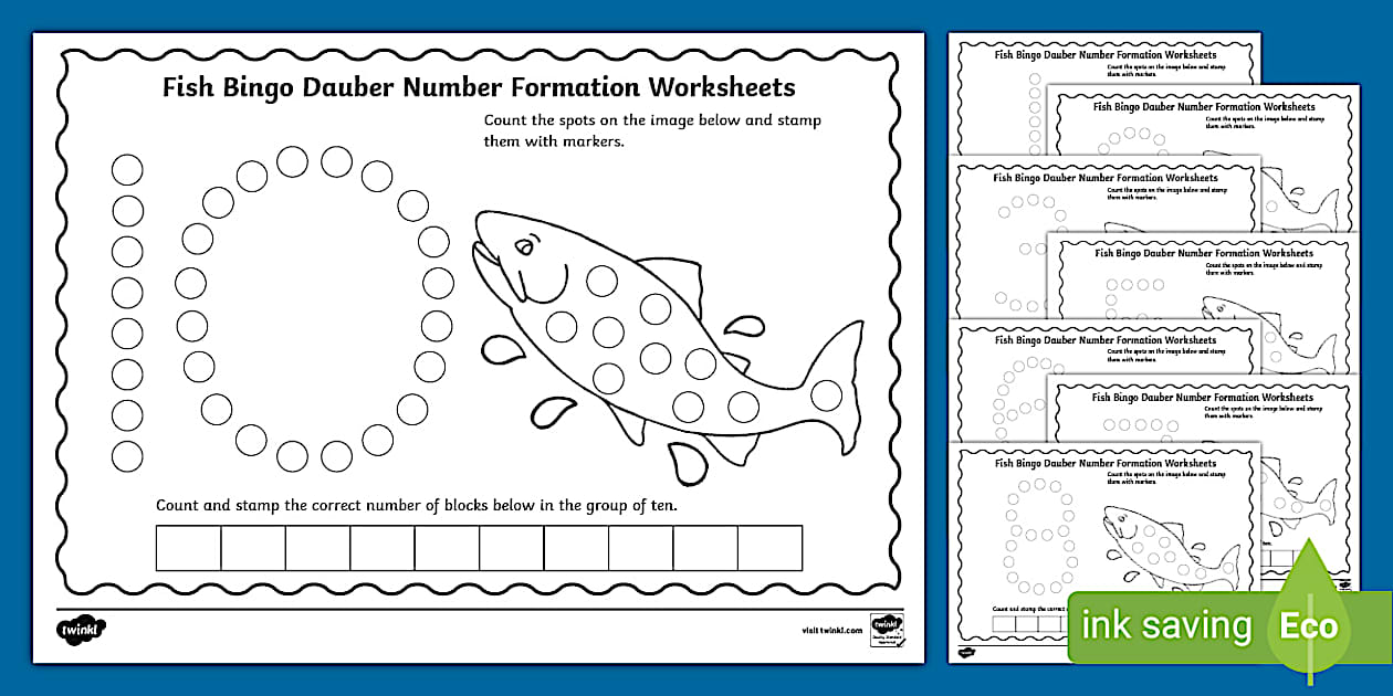 Fish Bingo Dauber Worksheets | Number Formation | Twinkl
