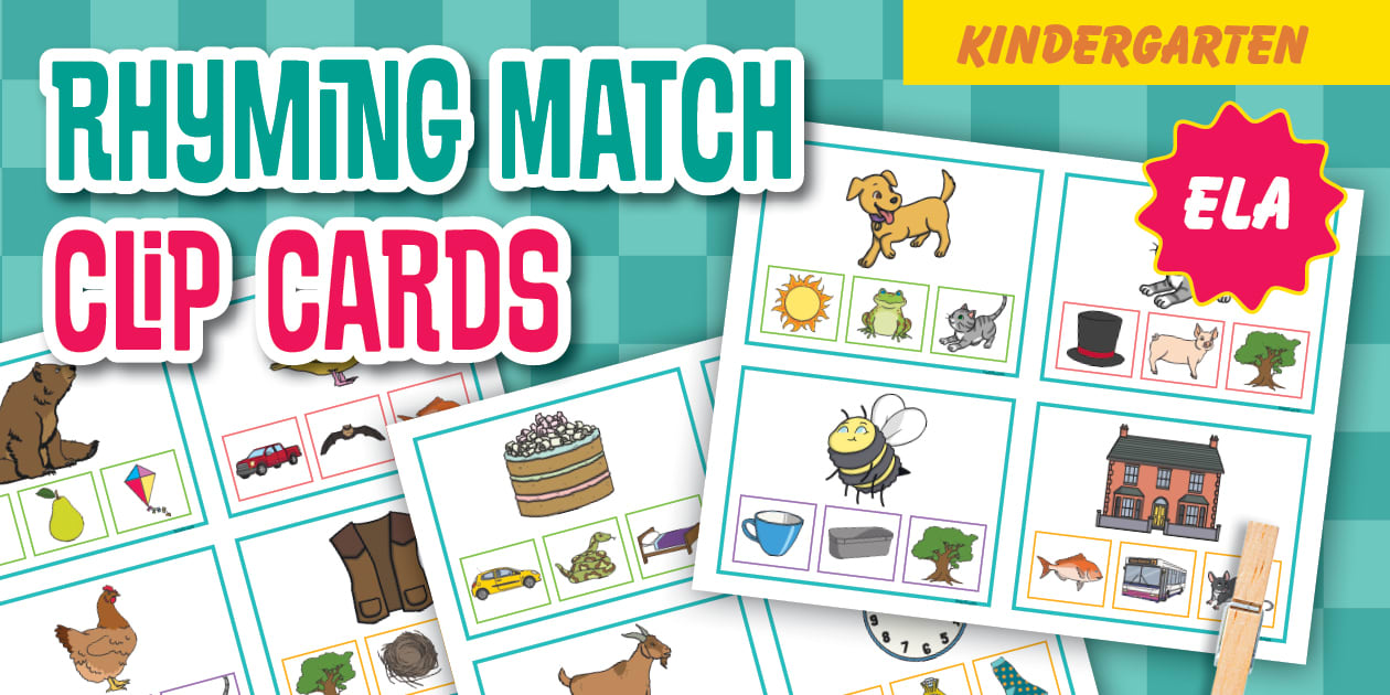 Rhyming Match Clip Cards I Phonological Awareness - Twinkl