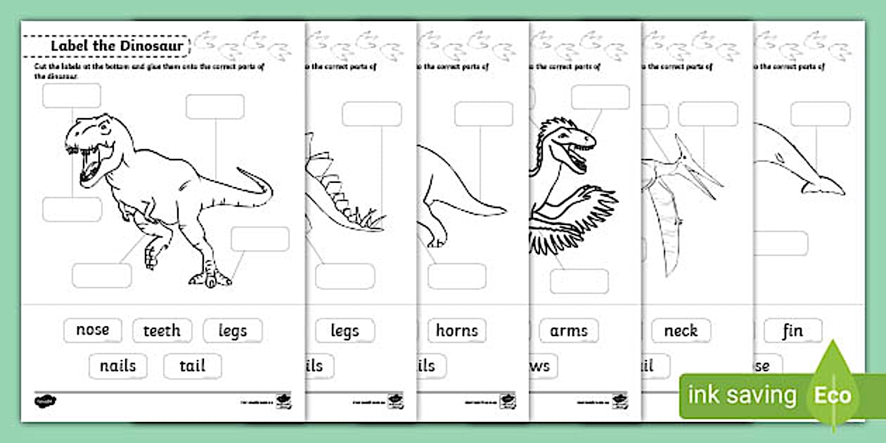 Label the Dinosaur Worksheets (teacher made) - Twinkl