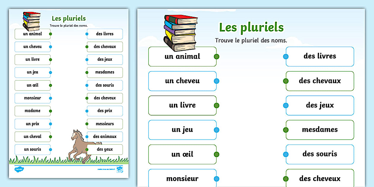 Activité de paires : Les pluriels - Français - Twinkl
