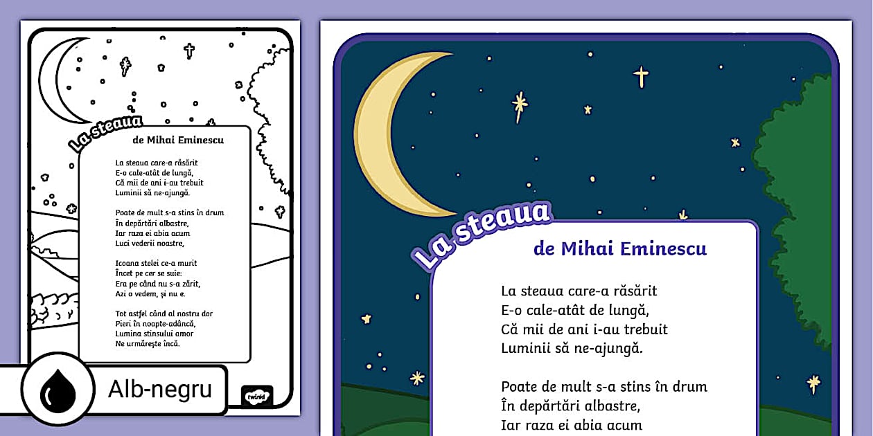 „La steaua” de Mihai Eminescu | Planșă | Twinkl România