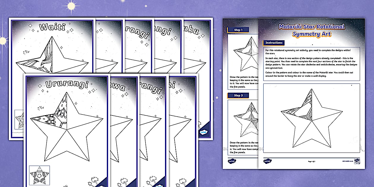 Matariki Star Rotational Symmetry Art (teacher made)