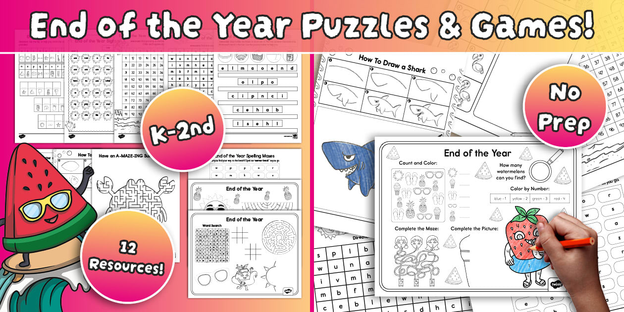 End of the Year Busy Bundle for K-2nd Grade No-Prep