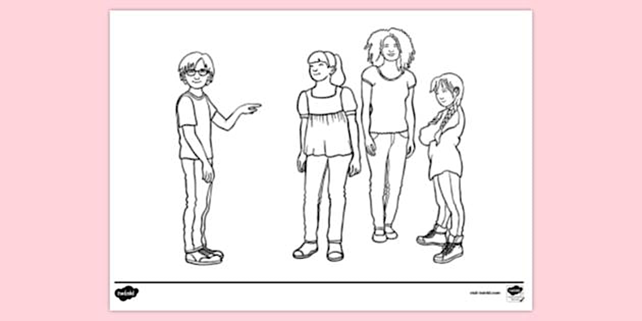 Group of People Female They | Colouring Sheets