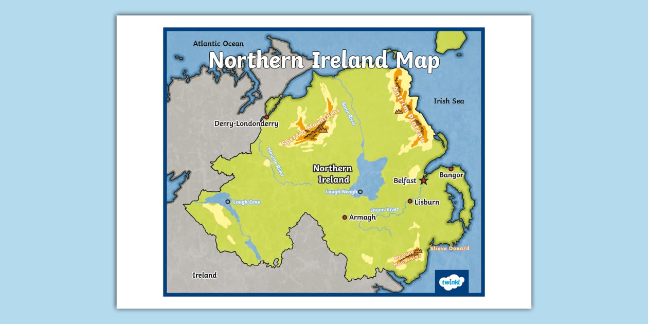 KS2 Northern Ireland Display Map (teacher made) - Twinkl