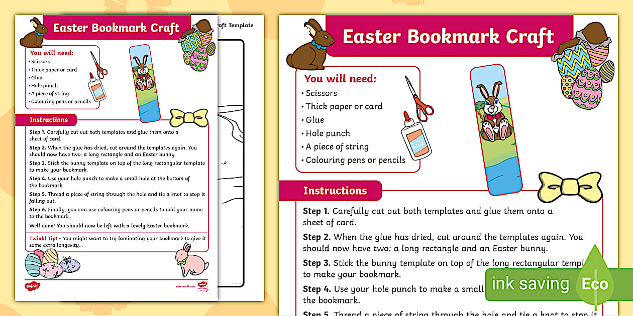 Free Easter Bookmark Craft Activity for Kids! Download now!