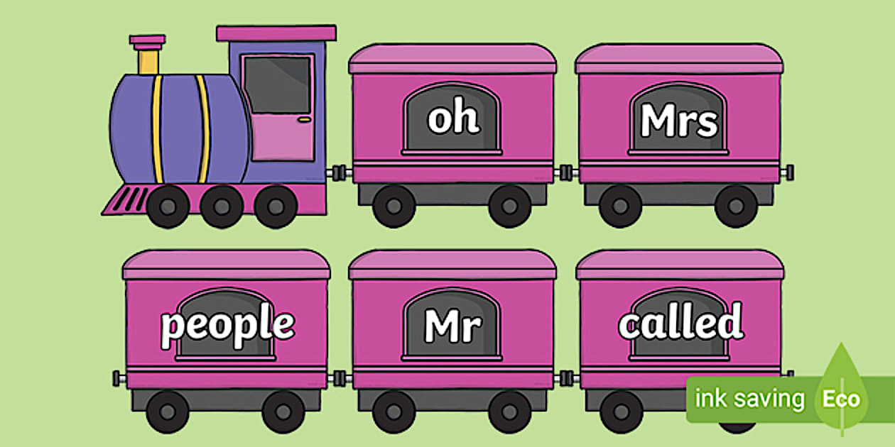 Cursive Phase 5 Tricky Words Train Display Cut-Outs