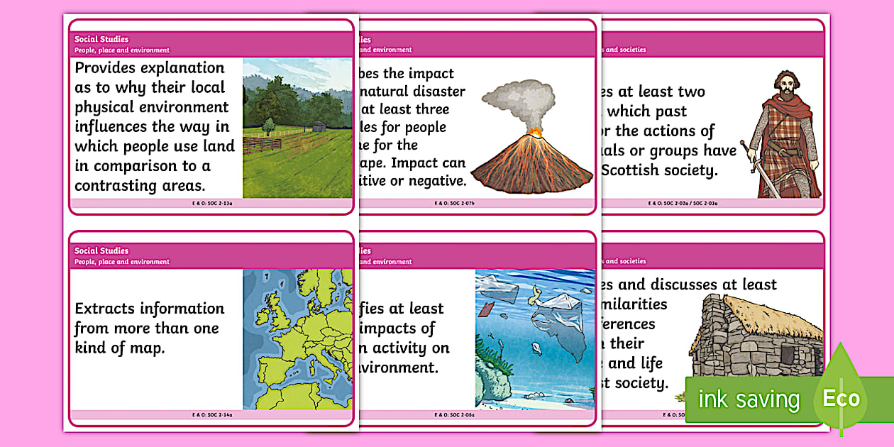 CfE Benchmarks Second Level Social Studies Display Cards
