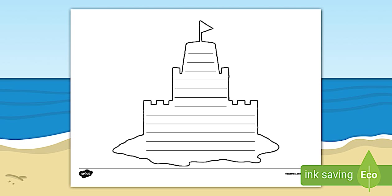 Sandcastle Writing Template (teacher made) - Twinkl