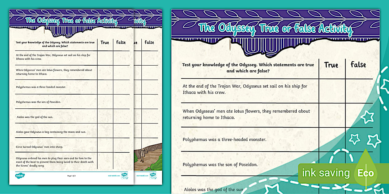 The Odyssey True or False Activity - Twinkl
