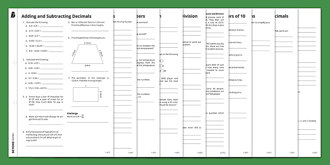 The Four Operations Worksheets | Beyond Maths (teacher made)