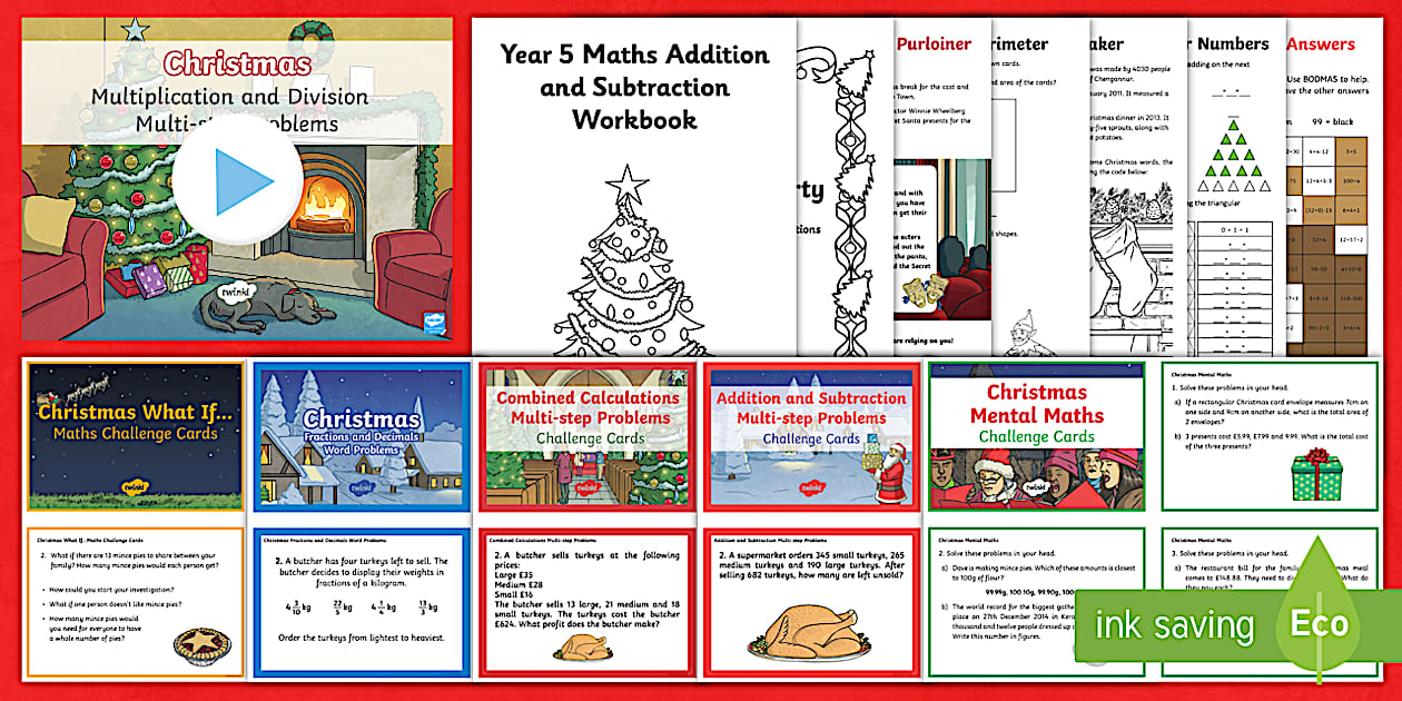 Year 5 Christmas Maths Activity Pack (teacher made) - Twinkl