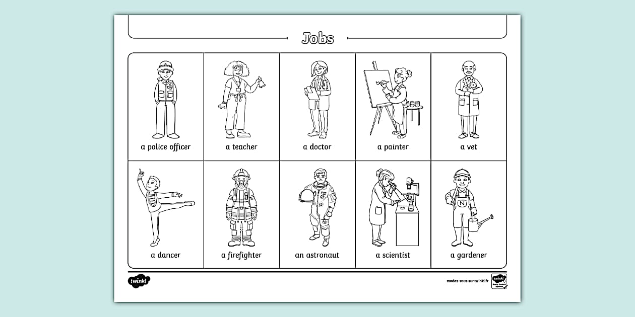 Coloriage : Les métiers - Anglais LV (teacher made)