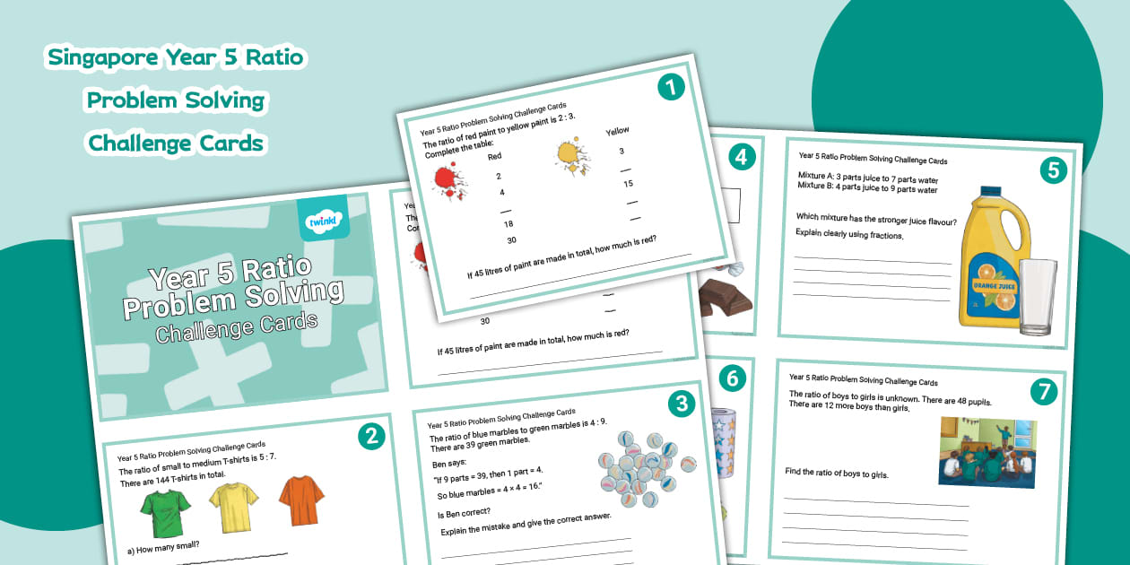 Singapore Year 5 Ratio Challenge Cards – Problem Solving Maths