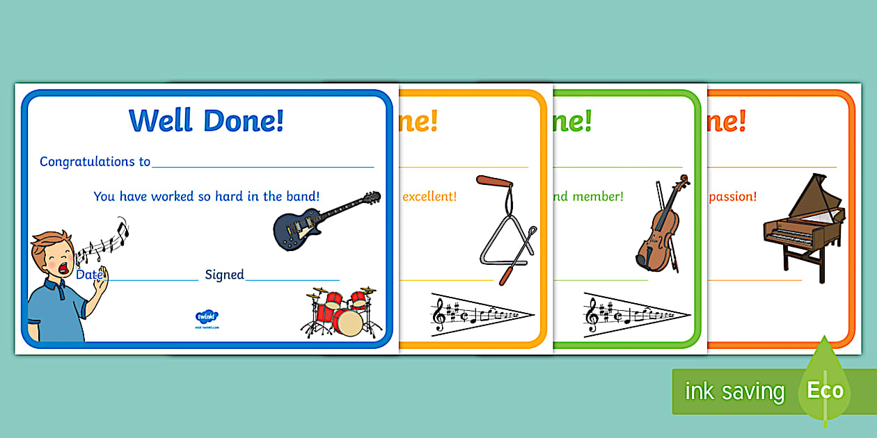 Editable Band Certificates (Hecho por educadores) - Twinkl