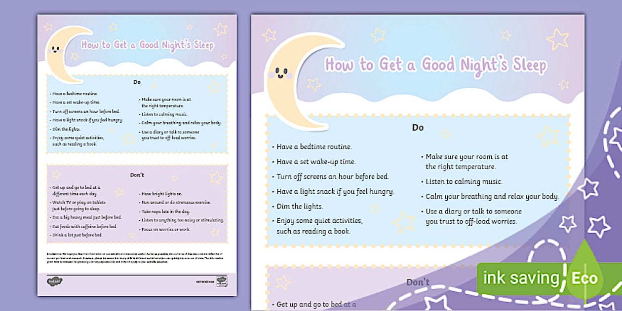 How to Get a Good Night's Sleep Poster | Parent Support