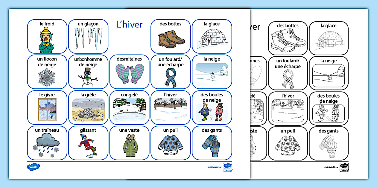 Winter French Words for Kids | Fun Vocabulary Resources