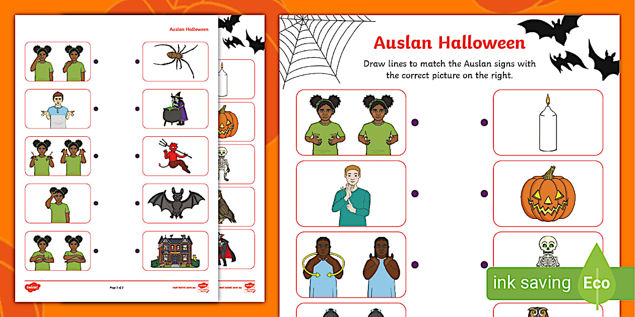 Auslan Halloween Matching Activity (teacher made) - Twinkl