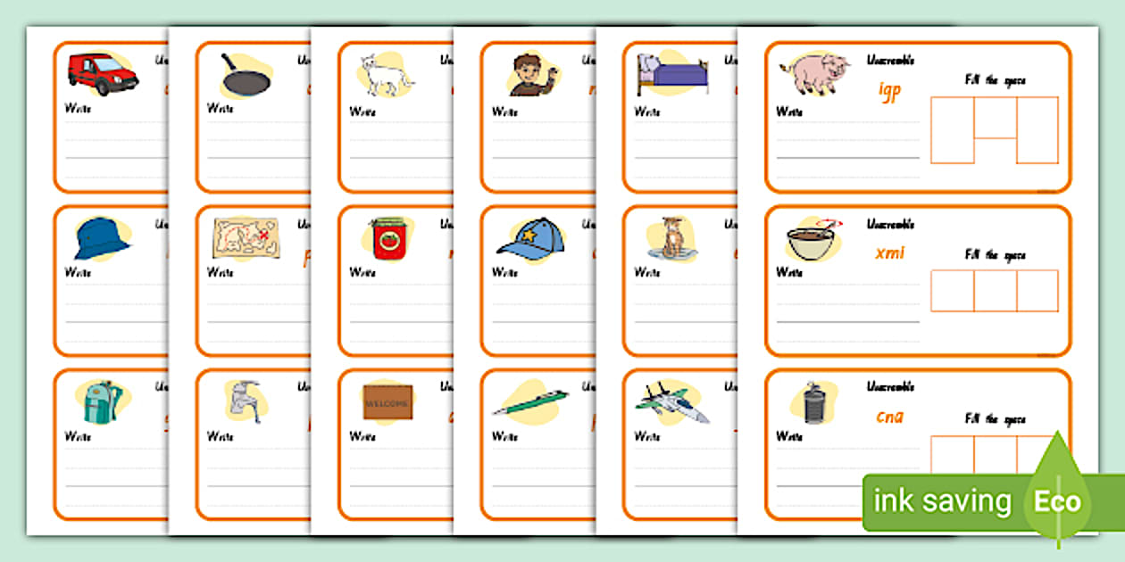CVC Word List - Spelling Cards Activity Pack - Twinkl NZ