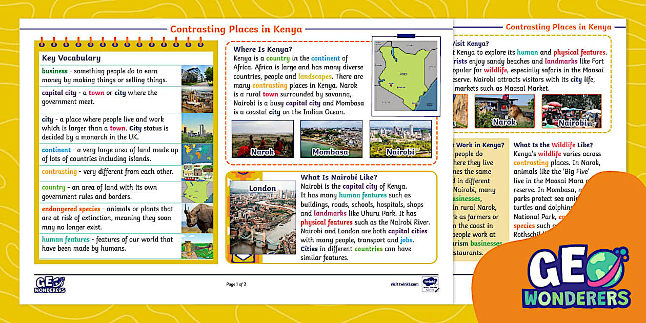 KS1: Contrasting Places in Kenya Knowledge Organiser