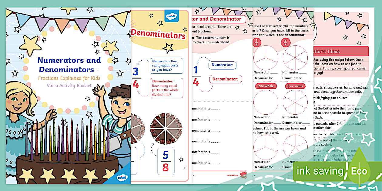 Numerators and Denominators - Fractions Explained for Kids Video Activity