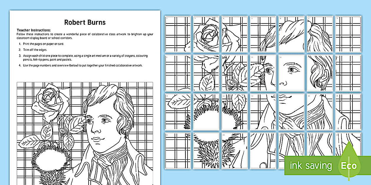 Robert Burns Collaborative Colouring Activity Pack - Twinkl