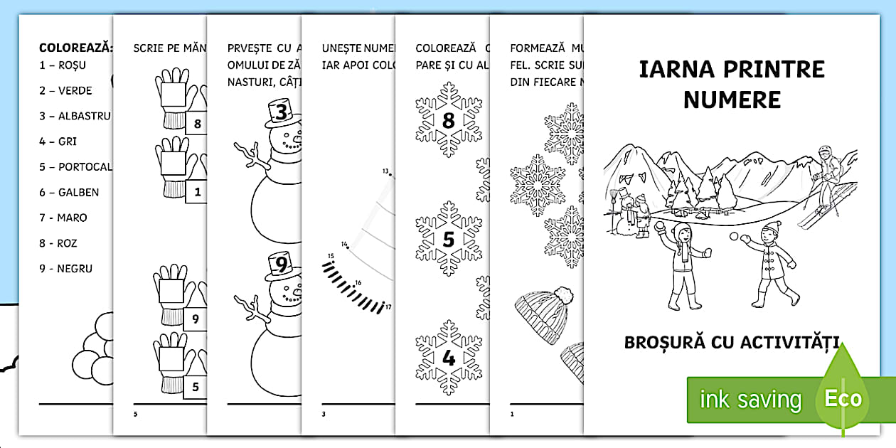 Iarna printre numere Broșură cu activități - Twinkl