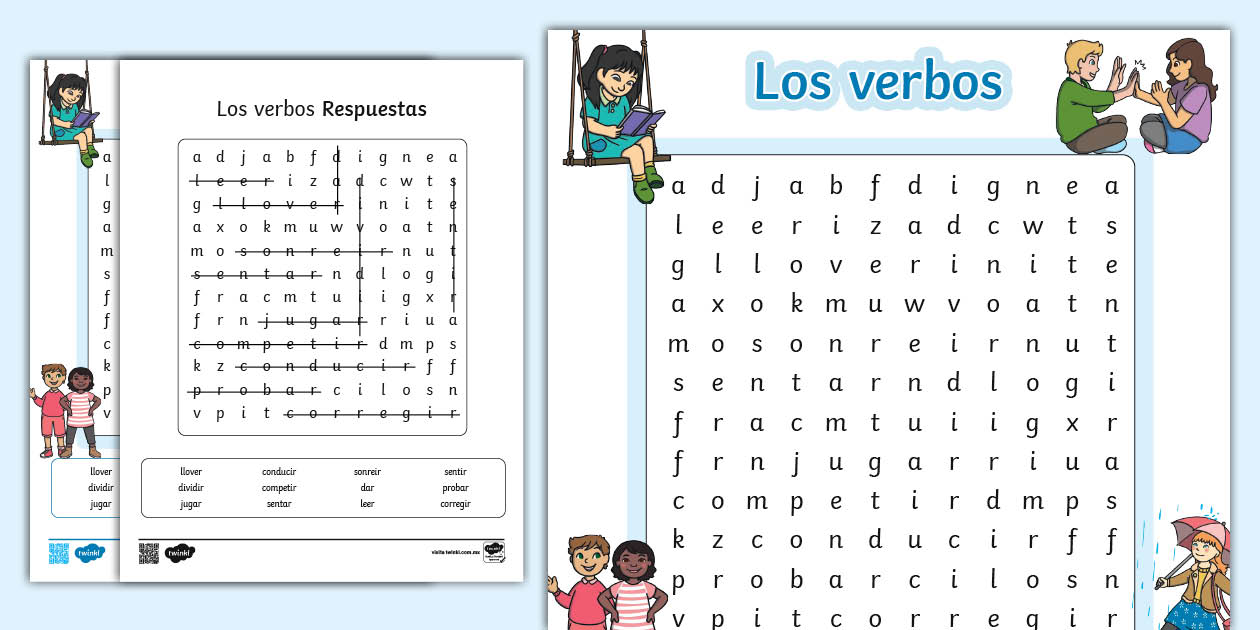 Sopa de letras: Los verbos - Twinkl Sopa de letras