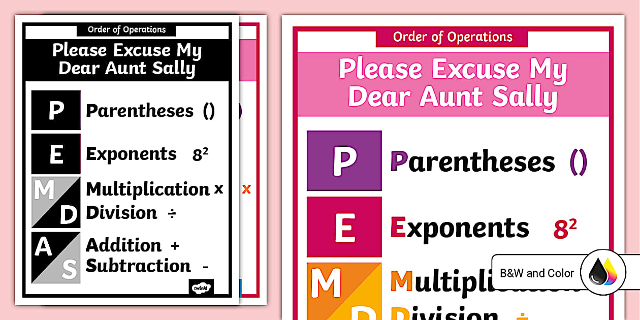 Order of Operations PEMDAS Poster (Teacher-Made) - Twinkl