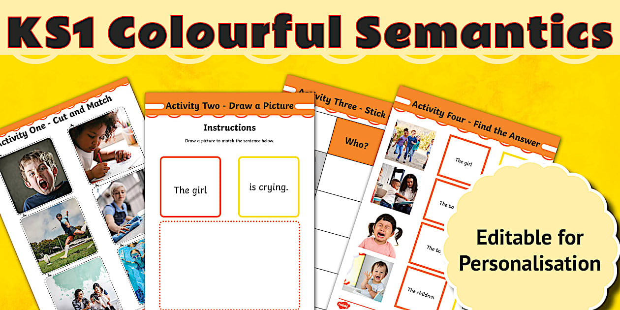 KS1 Colourful Semantics: Who? Doing What? Workstation Pack