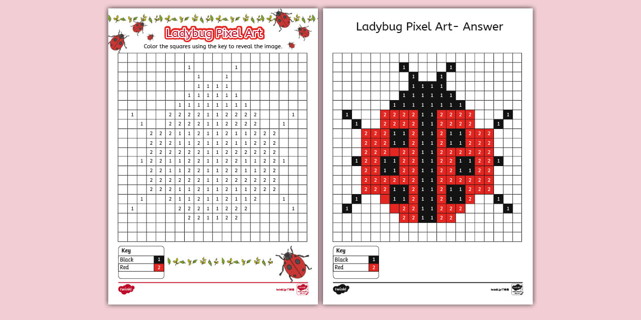 Ladybug Pixel Art Template - Twinkl Colouring (teacher made)
