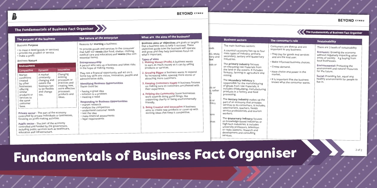Fundamentals of Business Fact Organiser