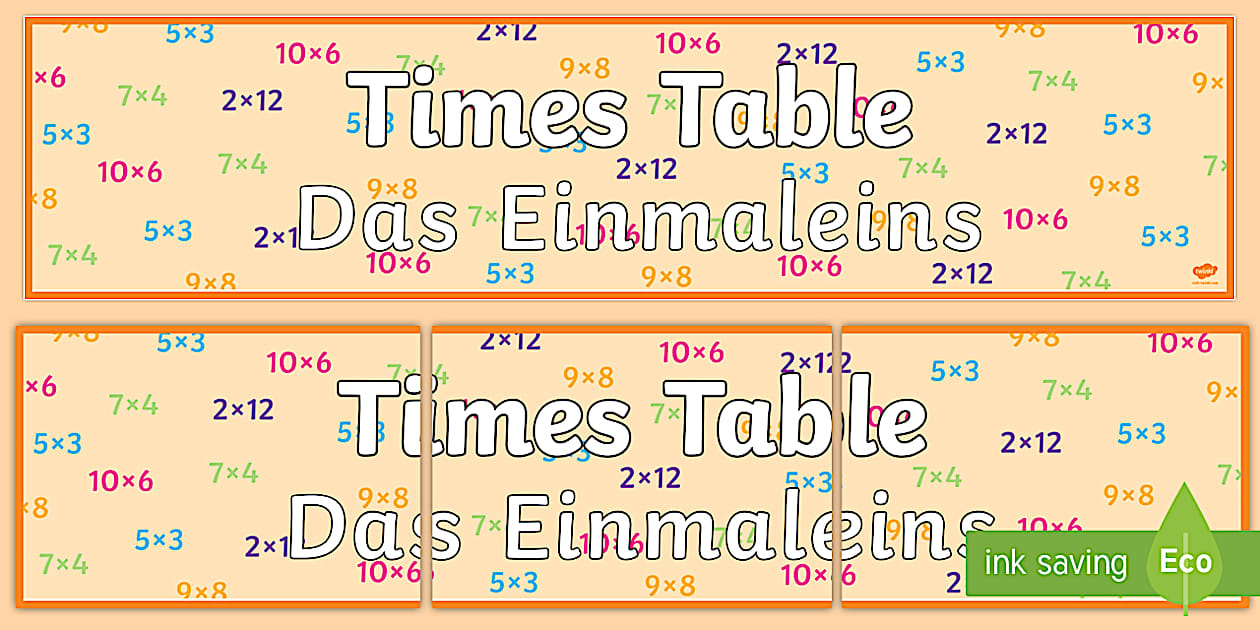 Times Tables Display Banner English/German - EAL, German, Times Tables ...