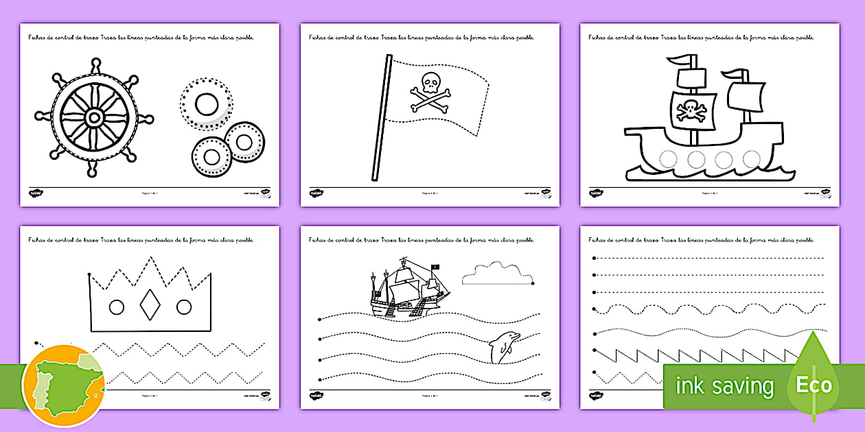 Control de trazo: Los piratas (teacher made) - Twinkl