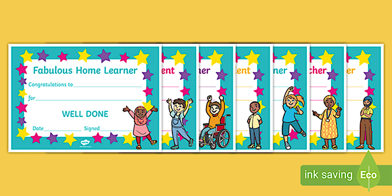 Editable Home Learning Certificates (teacher made) - Twinkl