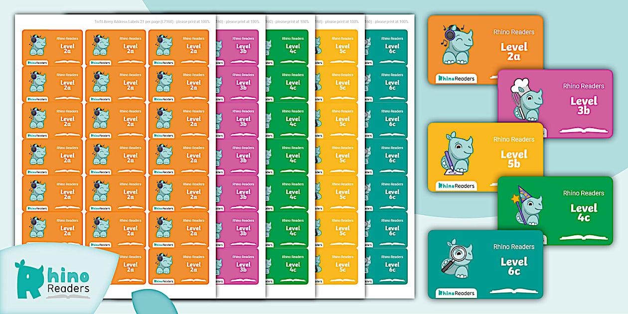 Rhino Readers Levels 2 - 6 Book Cover Stickers: Bumper Pack