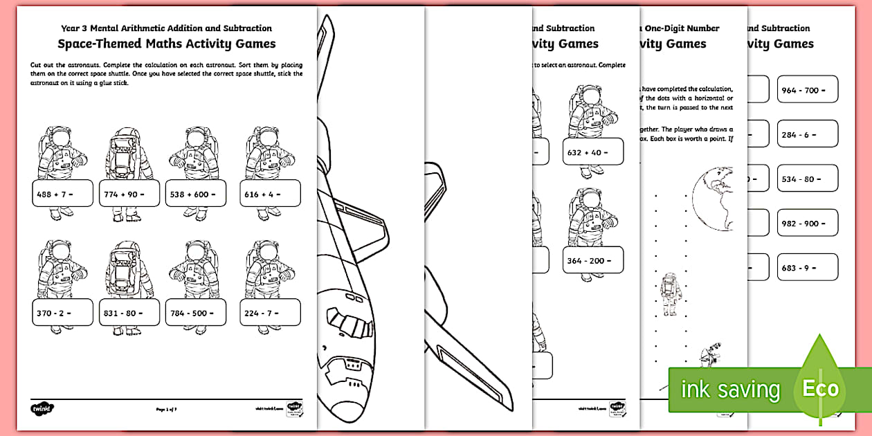 Editable Year 3 Mental Arithmetic Addition and Subtraction Maths Games